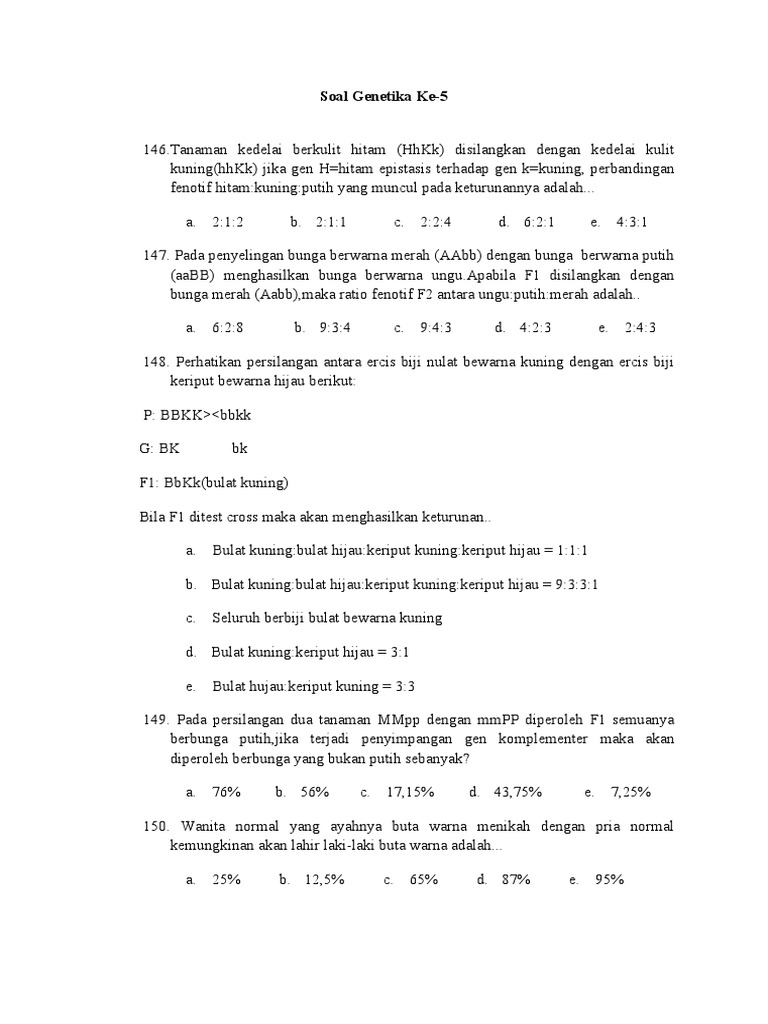 Soal Genetika Ke-5 | PDF | Sains & Matematika
