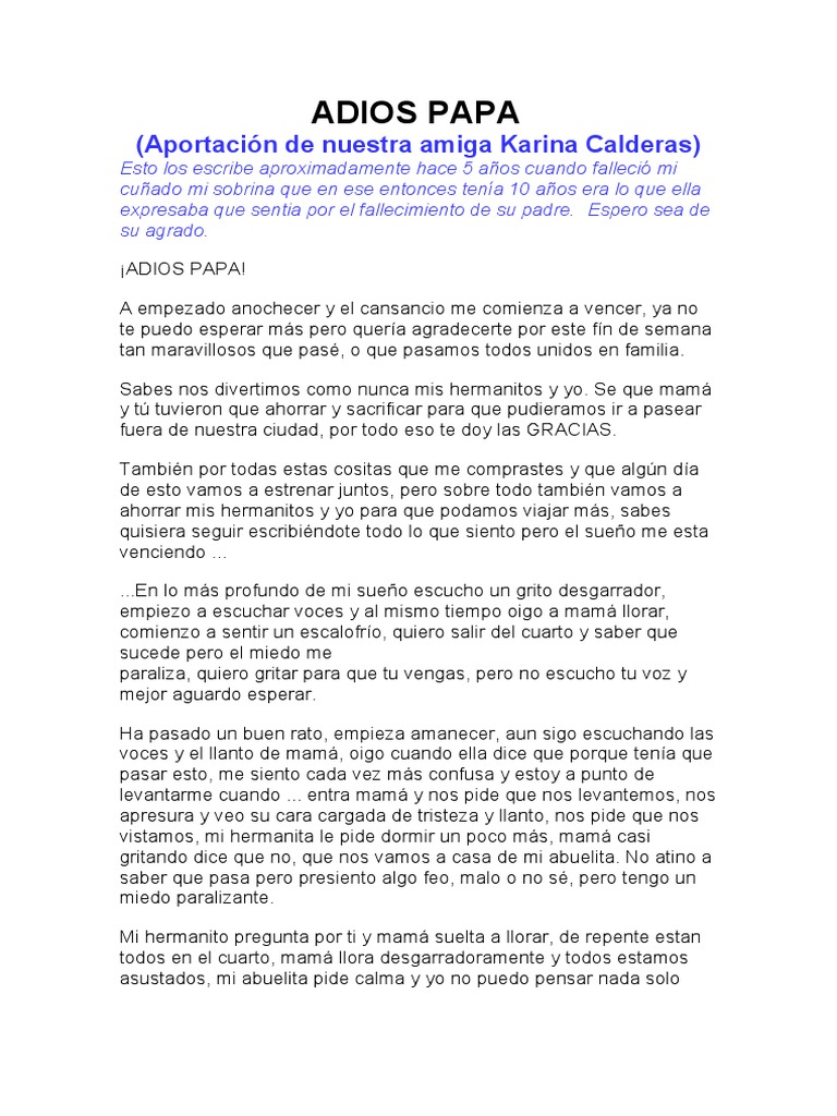 Carta de Despedida a Papá | PDF
