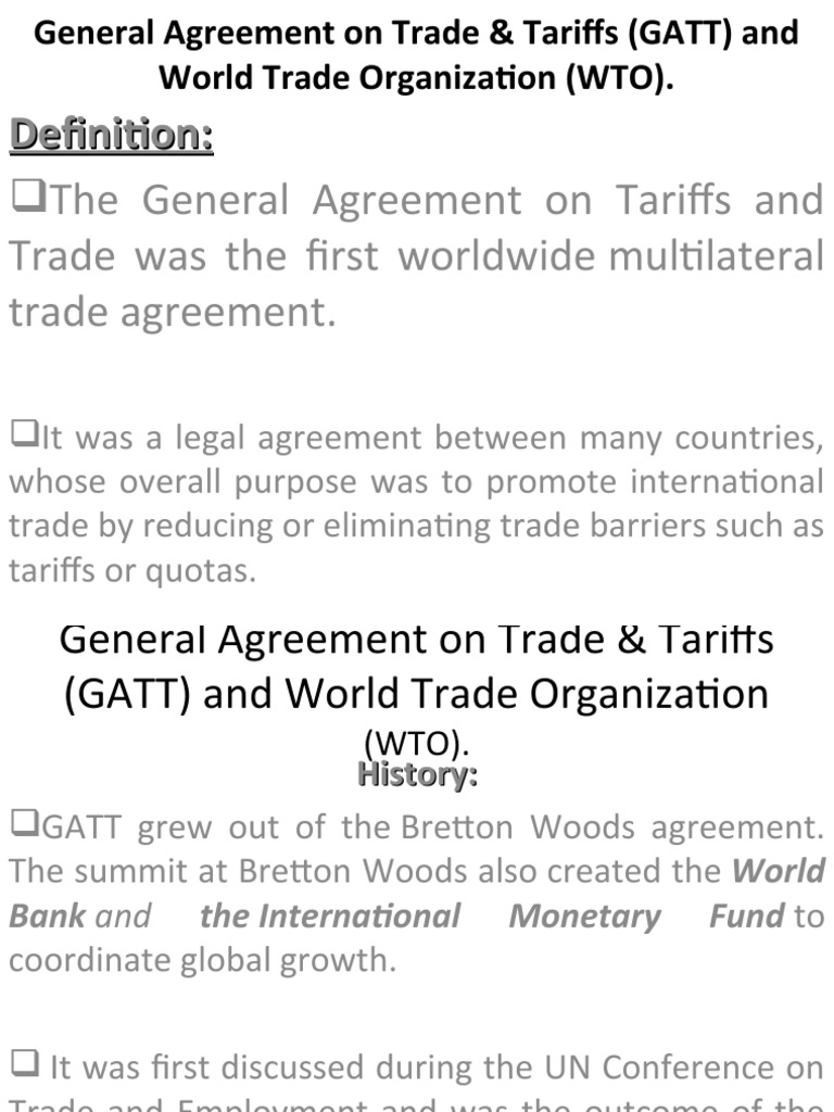 GATT | PDF | World Trade Organization | General Agreement On Tariffs ...