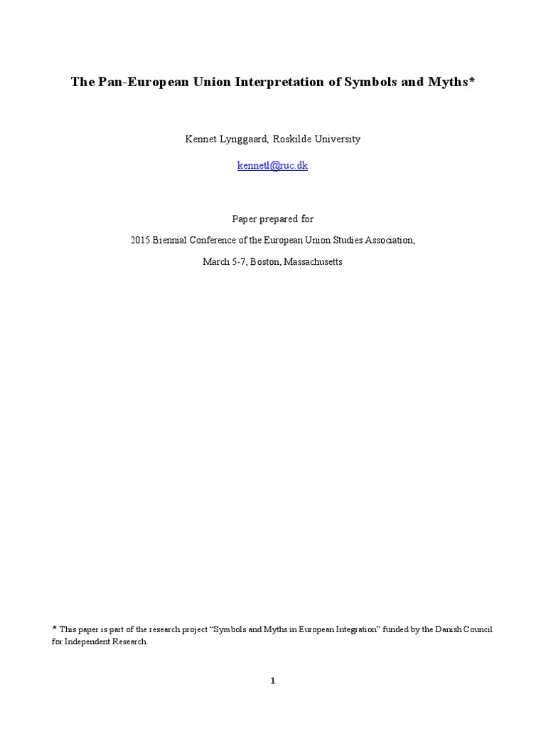The Pan-European Union Interpretation of Symbols and Myths : Kennet ...