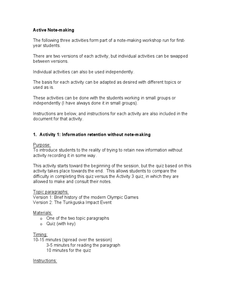 Active Note Making 1 | PDF | Question | Multiple Choice