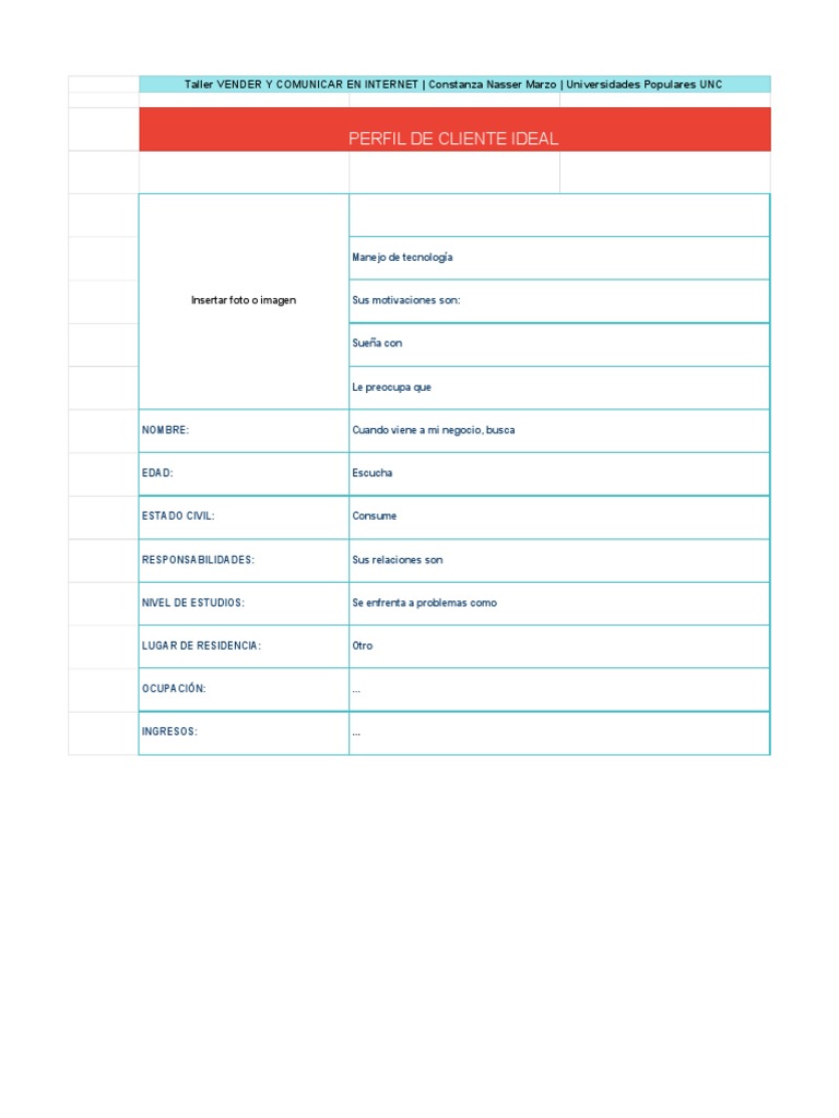 Plantilla de Perfil del Cliente Ideal | PDF | Negocios