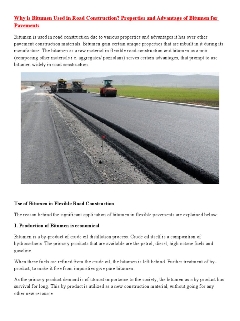 Bitumen Uses in Road Construction | PDF | Road Surface | Asphalt