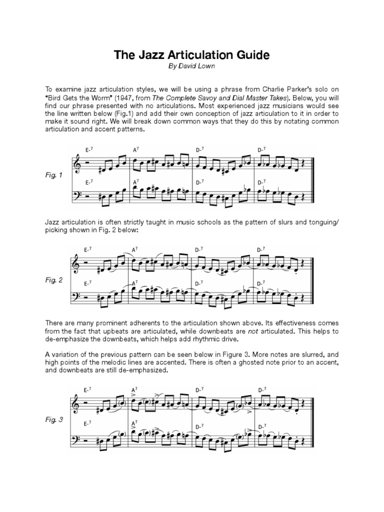 Jazz Articulation Guide - David Lown PDF | PDF | Jazz | Classical Music