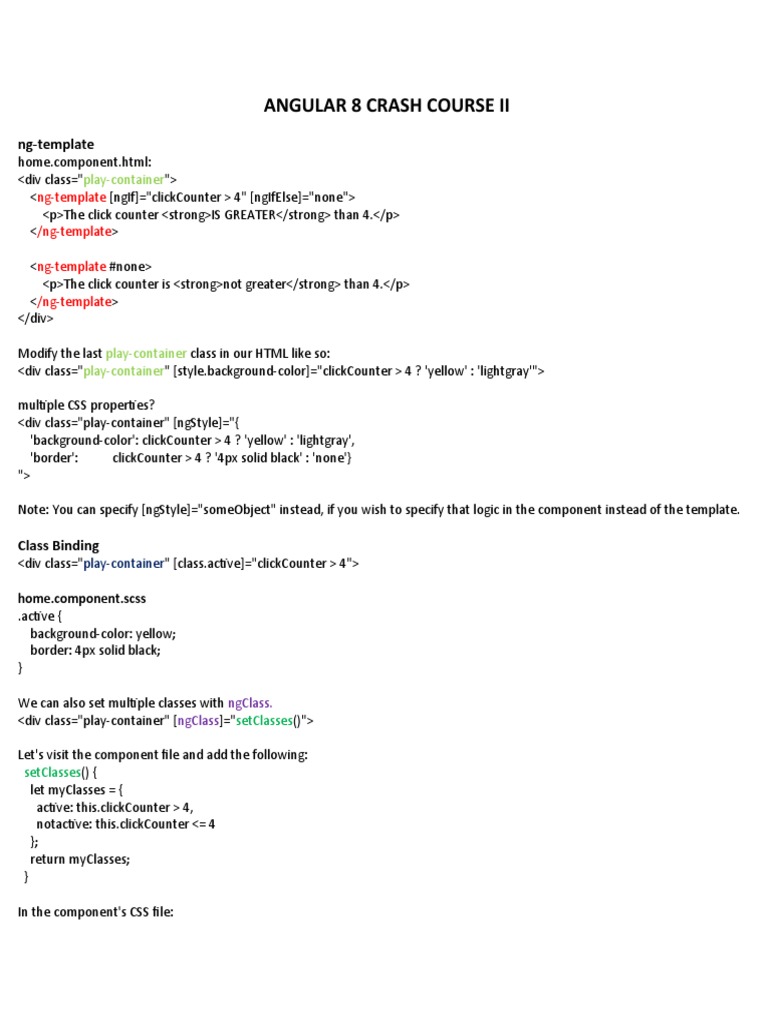 Angular 8 Crash Course II | Download Free PDF | Class (Computer Programming) | Constructor ...