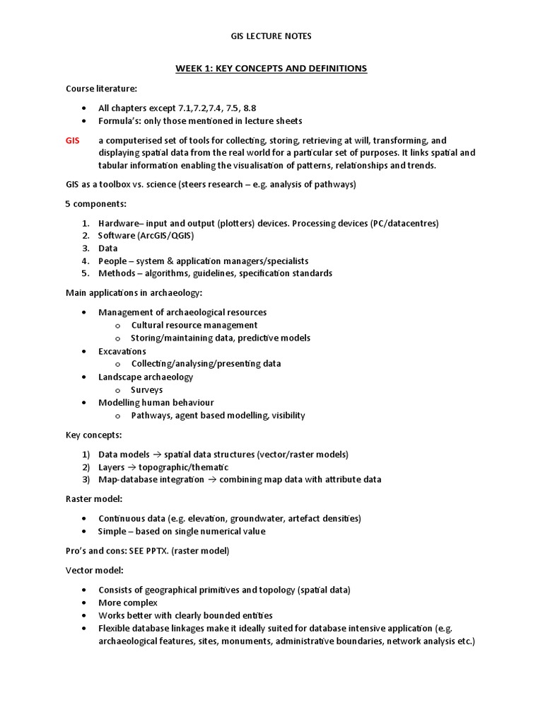 GIS Lecture Notes | PDF | Spatial Analysis | Geographic Information System