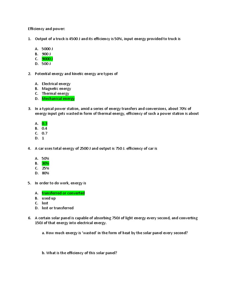 Efficiency and Power | PDF | Power Station | Power (Physics)