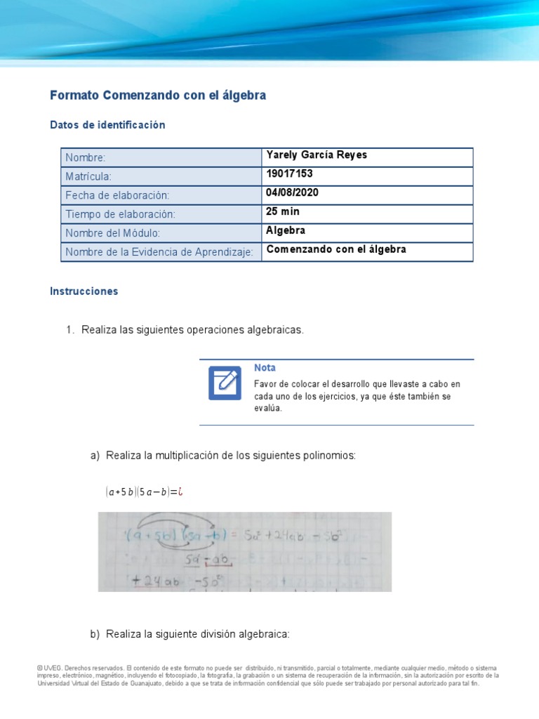 FAL EA1 Formato Algebra | PDF | Información | Science