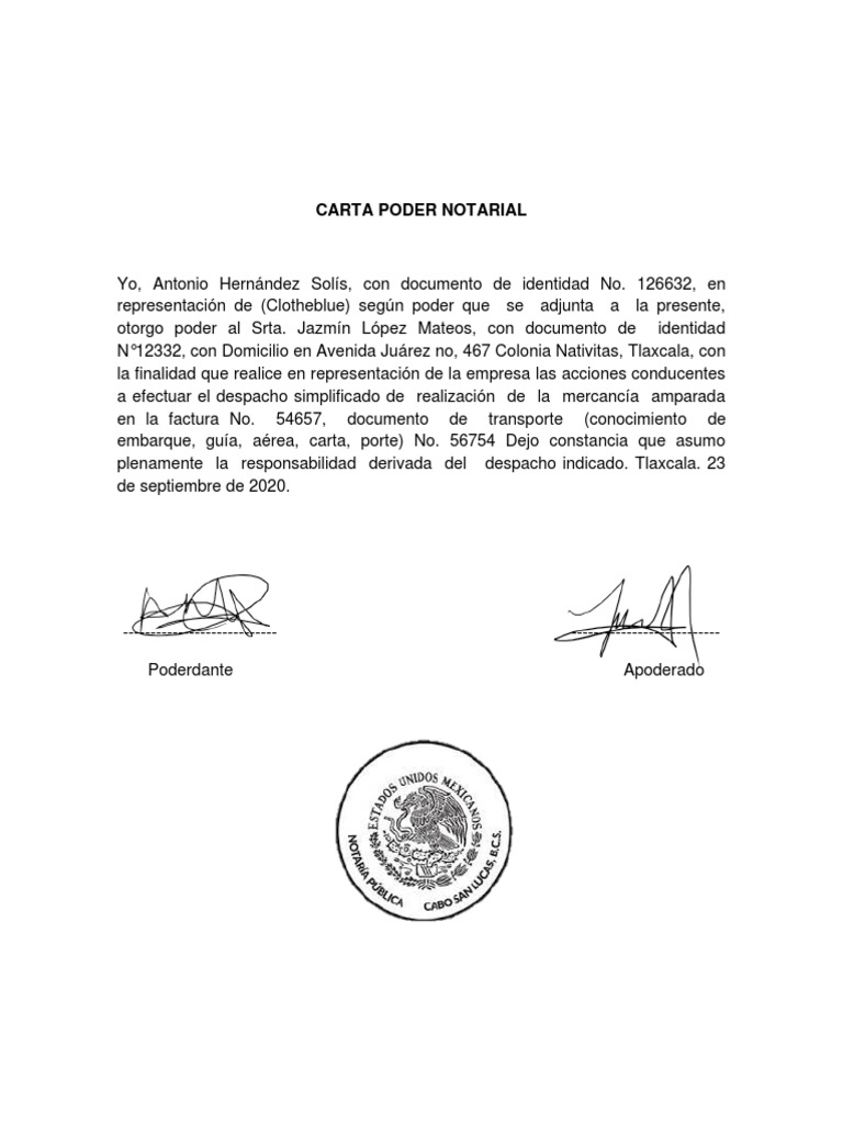 Carta Poder Notarial#5 | PDF