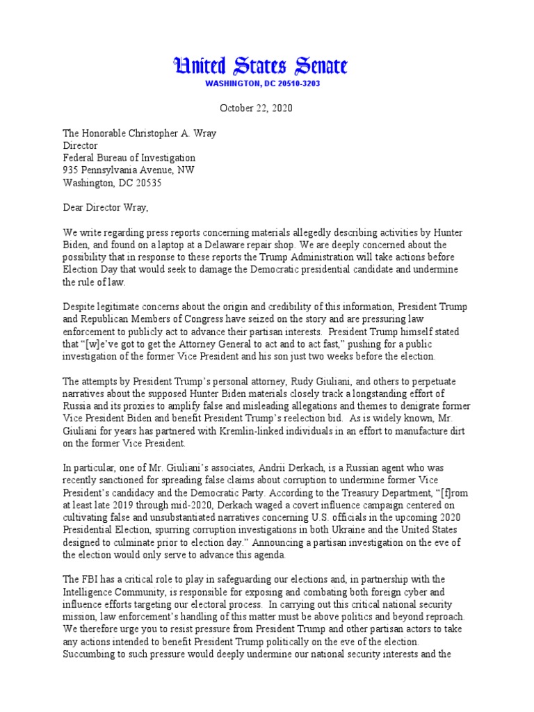 Urging FBI to Resist Political Pressure | PDF | Rudy Giuliani | Donald ...