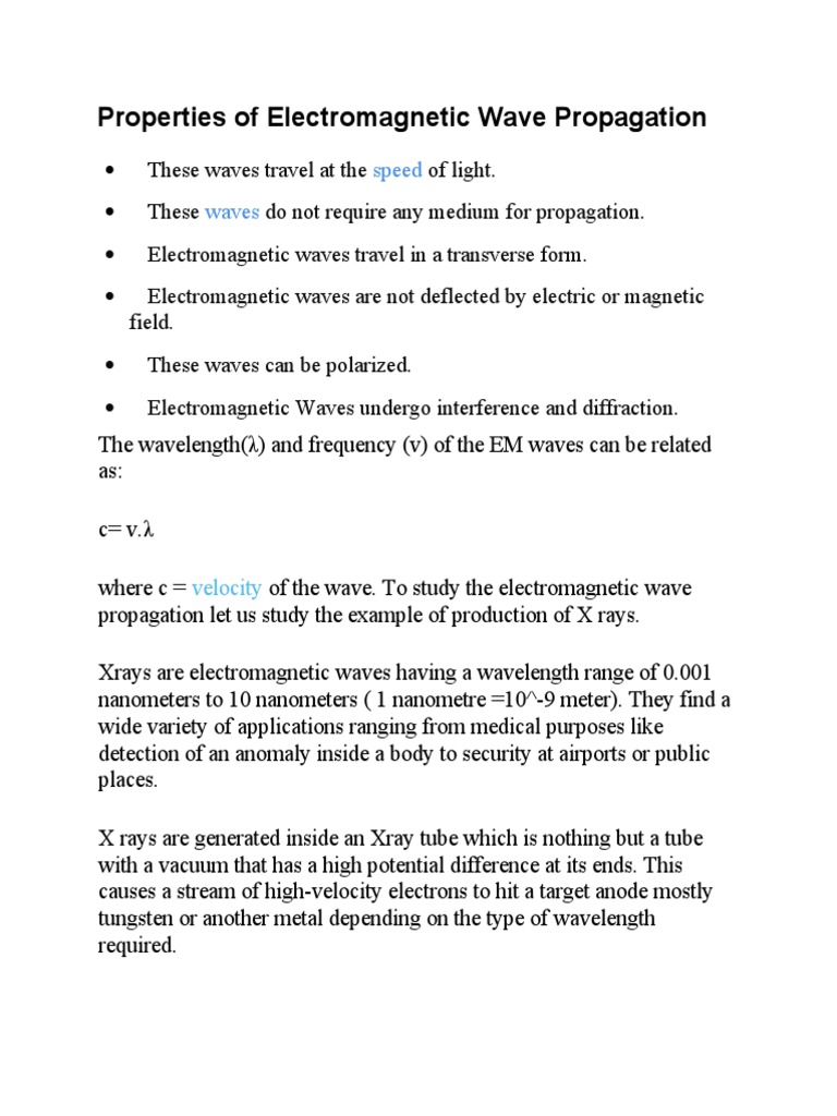 Properties of Electromagnetic Wave Propagation | PDF