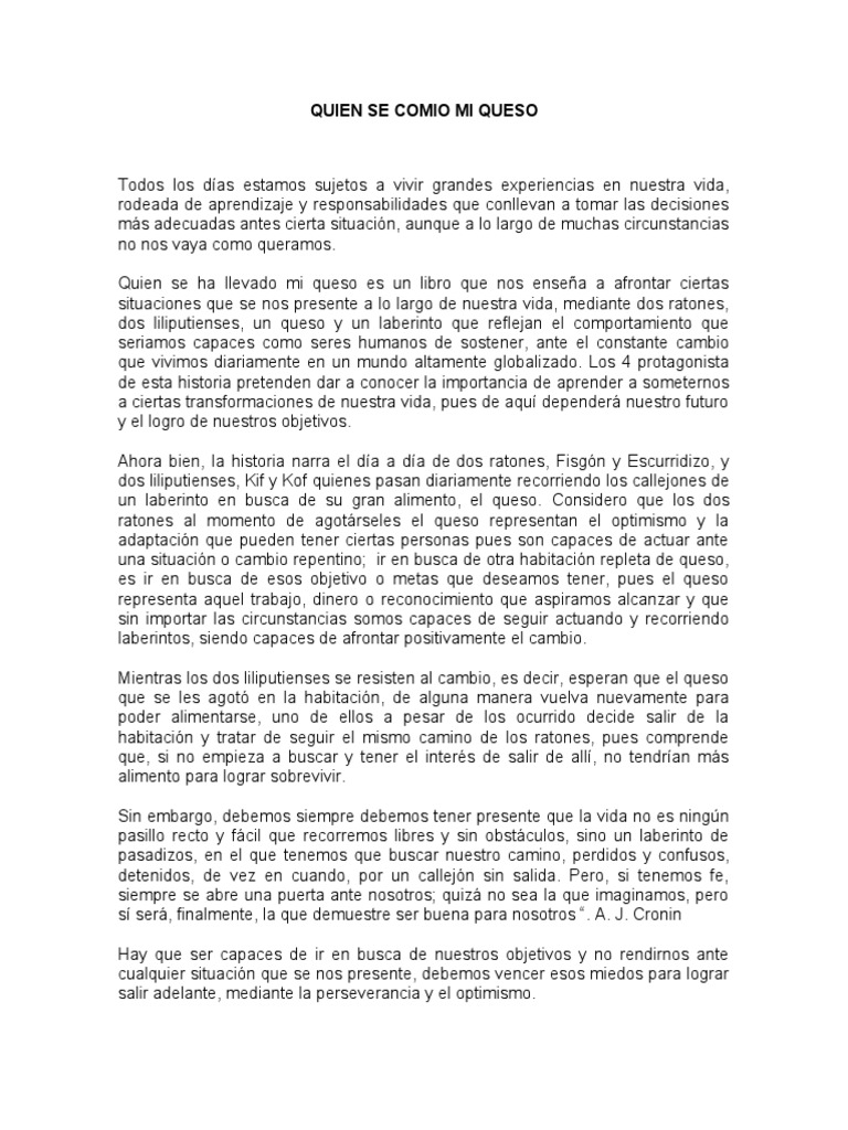 Quien Se Comio Mi Queso | PDF | Vida | Science