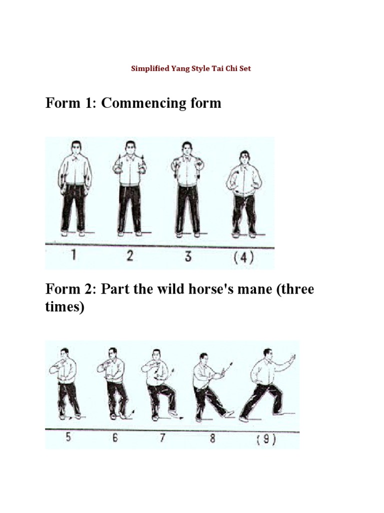 Simplified Yang Style Tai Chi Set | PDF