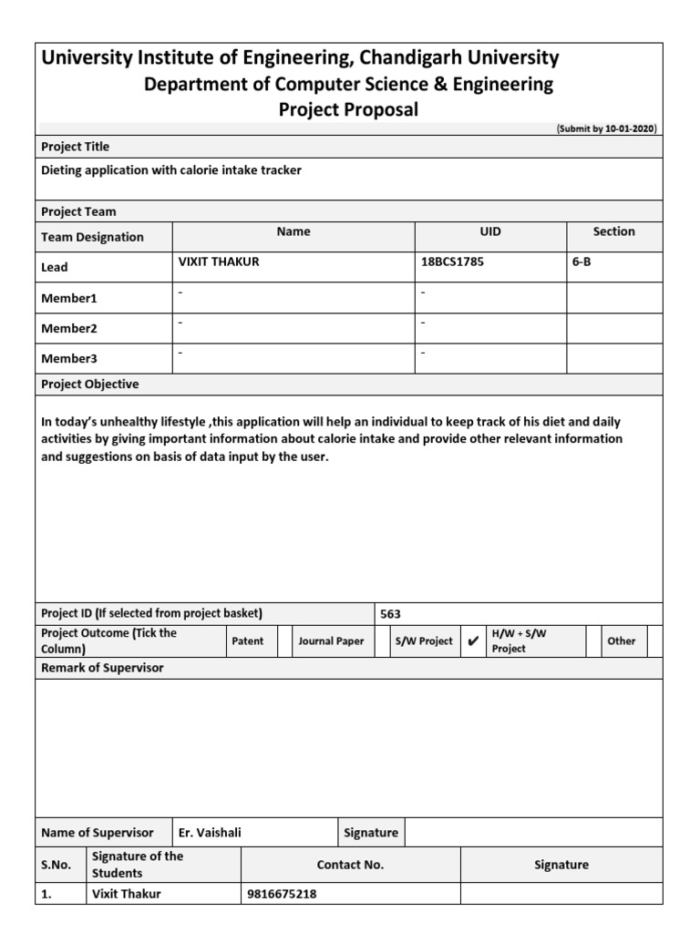 Department of Computer Science & Engineering Project Proposal | PDF