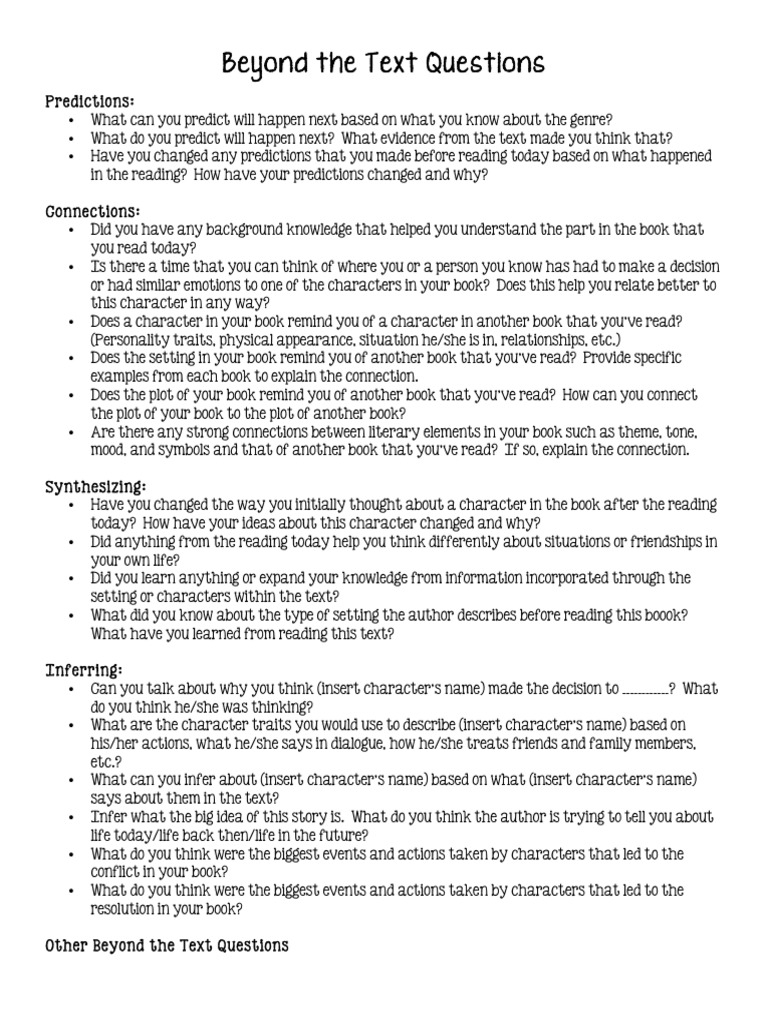 Beyond The Text Questions PDF | PDF | Books | Cognition