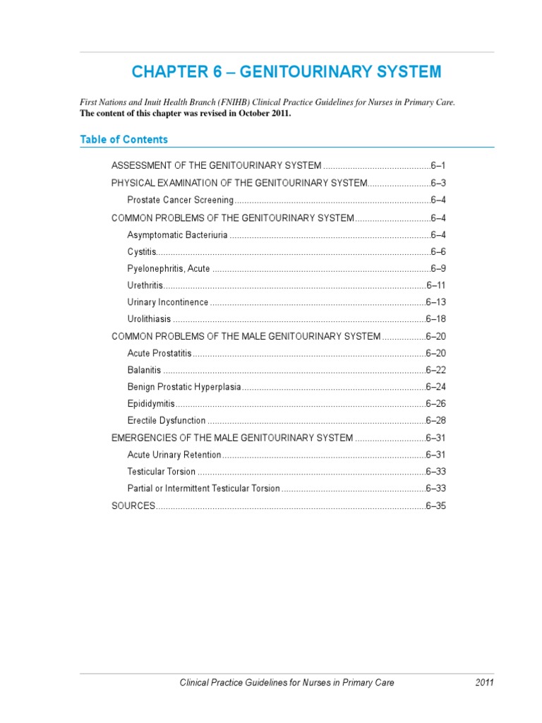 Chapter 6 - Genitourinary System | PDF | Urinary Tract Infection | Urinary Incontinence