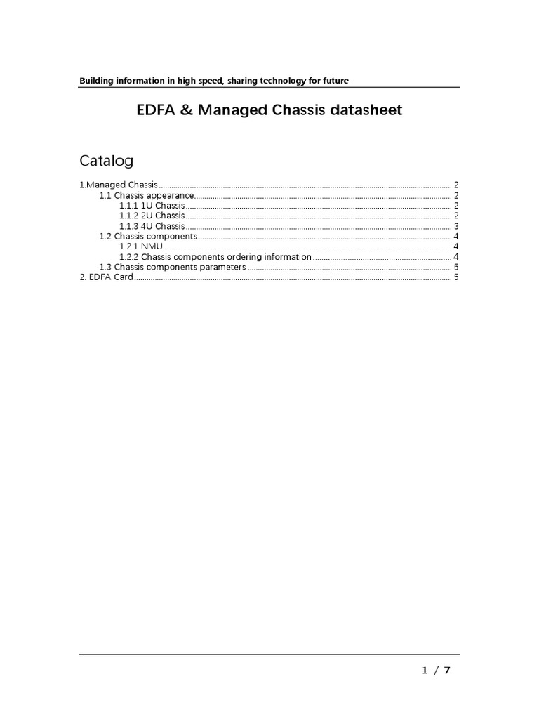 EDFA & Managed Chassis Datasheet: Catalog | PDF | Power Supply | Decibel
