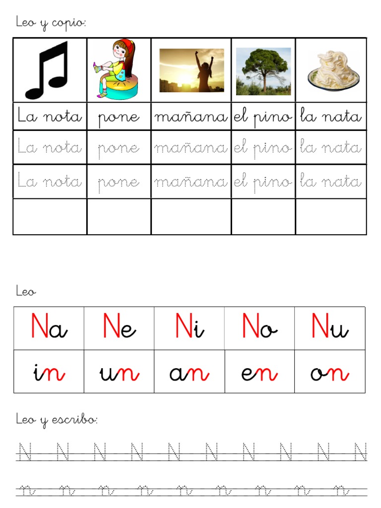 Actividades de lectoescritura con N y Ñ | PDF