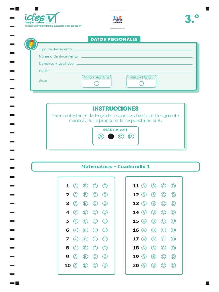 Hoja Respuesta - Prueba Saber | PDF