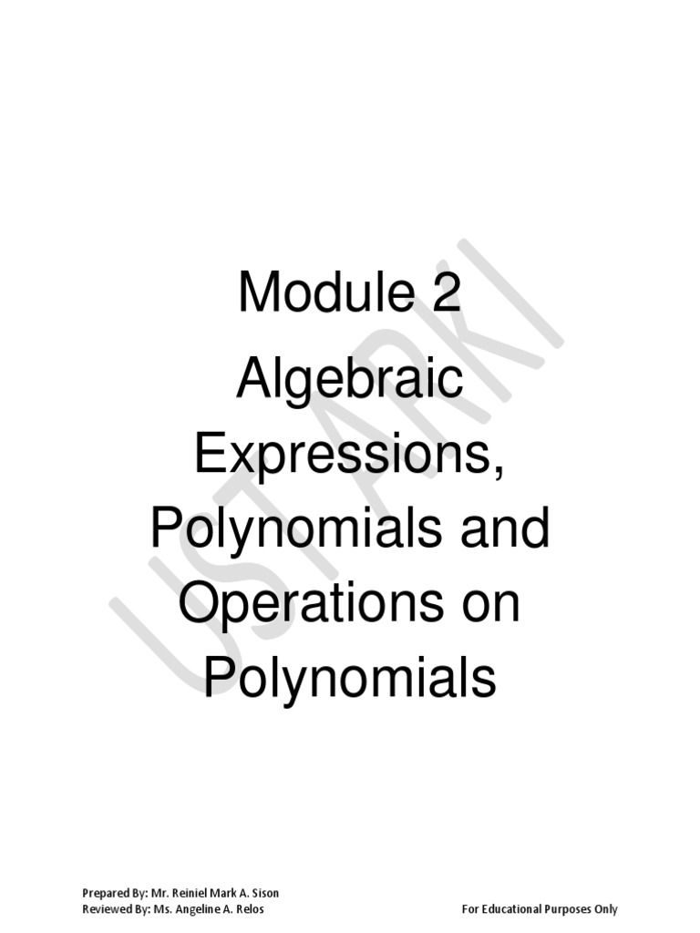 Algebraic Expressions, Polynomials and Operations On Polynomials ...