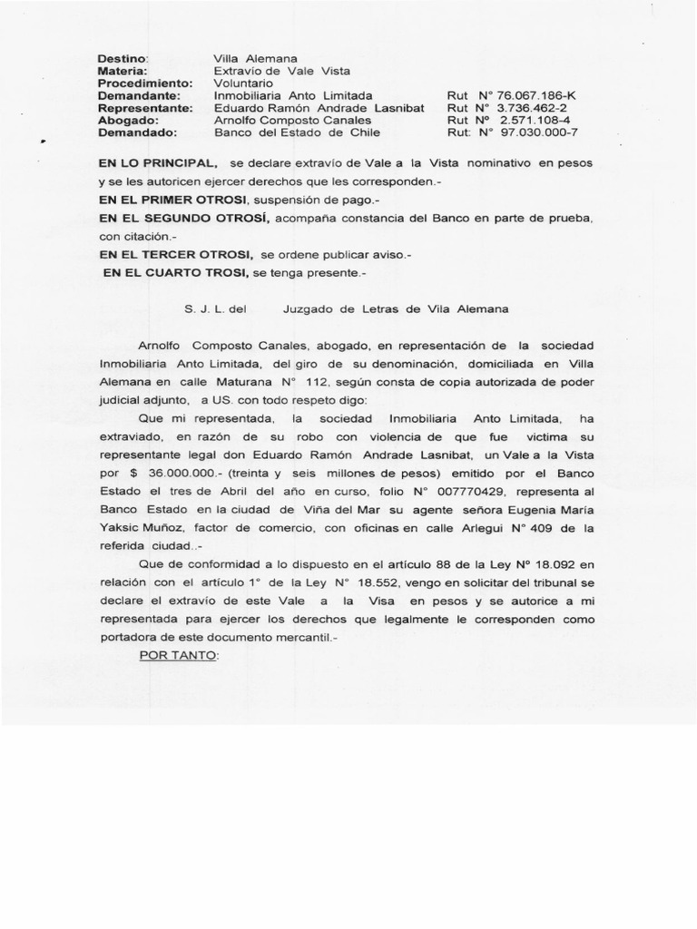 Extravio Vale Vista | PDF | Justicia | Crimen y violencia