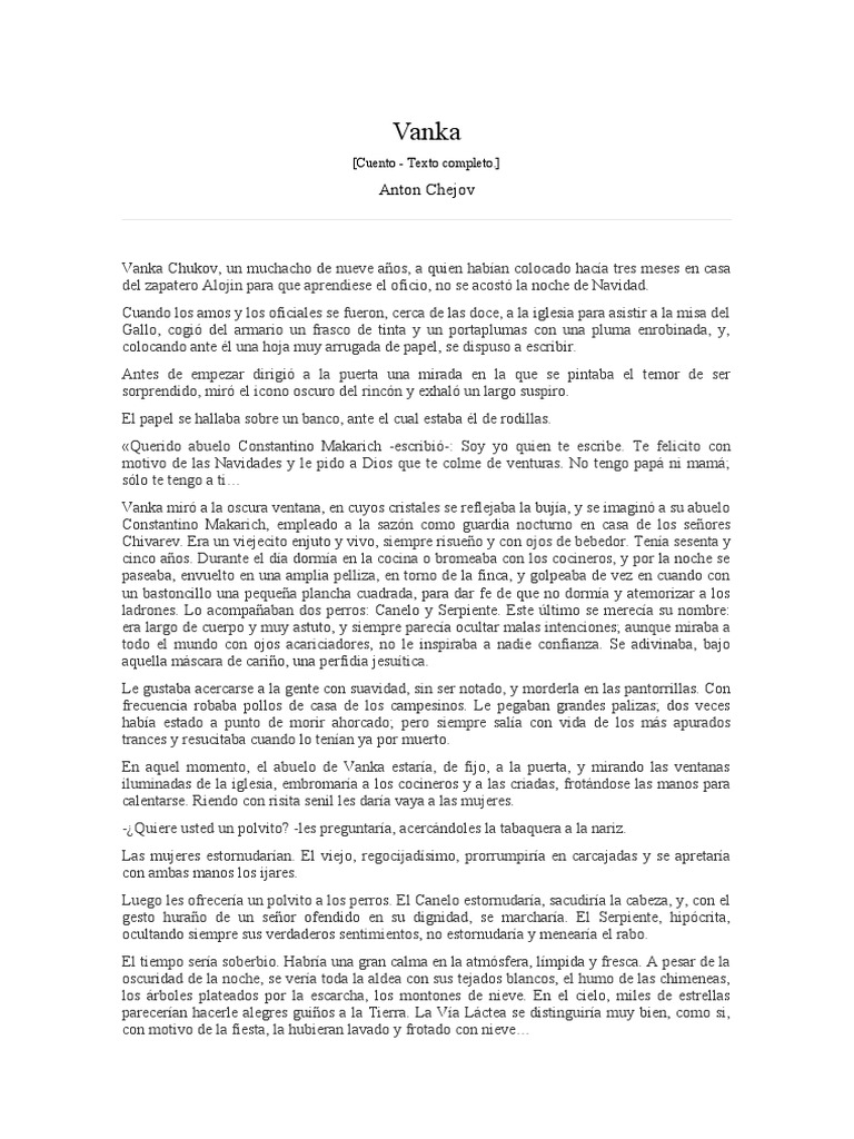 Carta de Vanka a su abuelo | PDF
