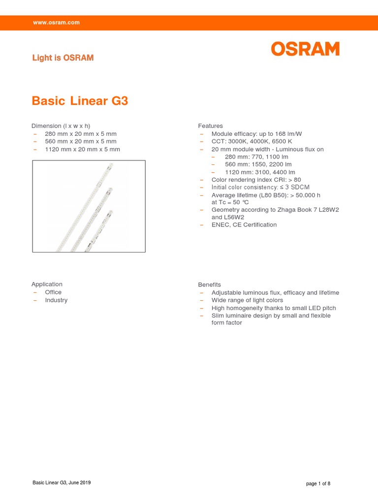 Basic Linear G3 Datasheet | PDF | Electrical Engineering | Electricity