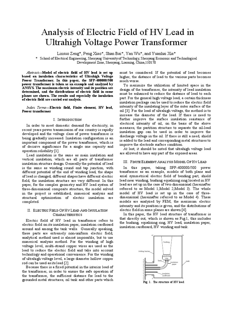 Analysis of Electric Field of HV Lead in Ultra High Voltage Power ...