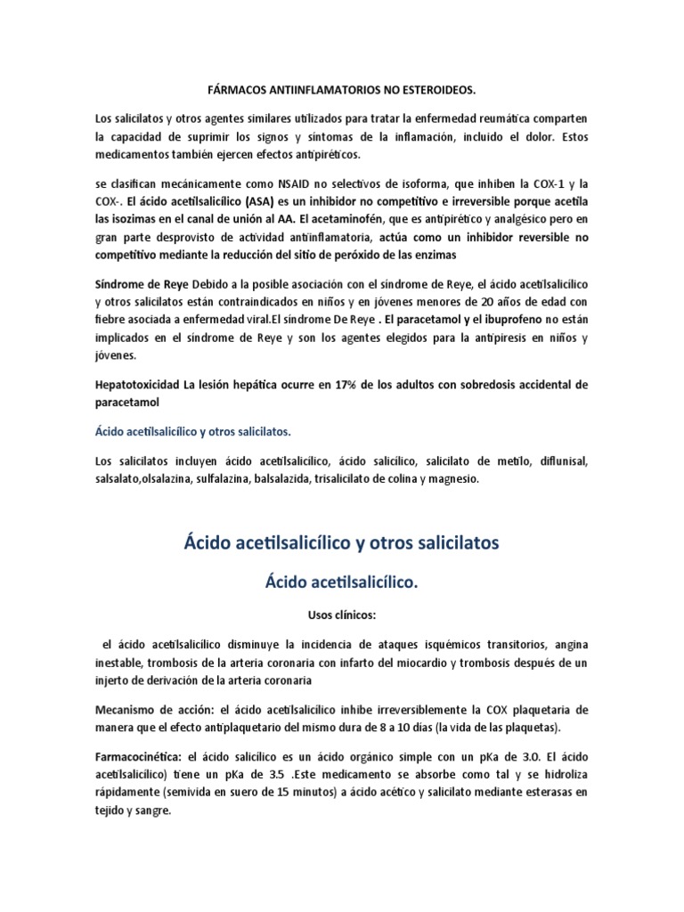 Fármacos Antiinflamatorios No Esteroideos | PDF | Aspirina | Droga anti-inflamatoria libre de ...