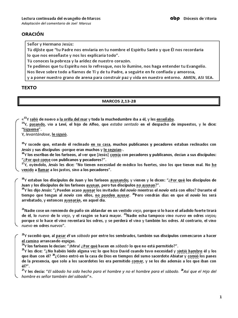 Marcos 2 - 13 28 | PDF | Evangelio de Marcos | Jesús