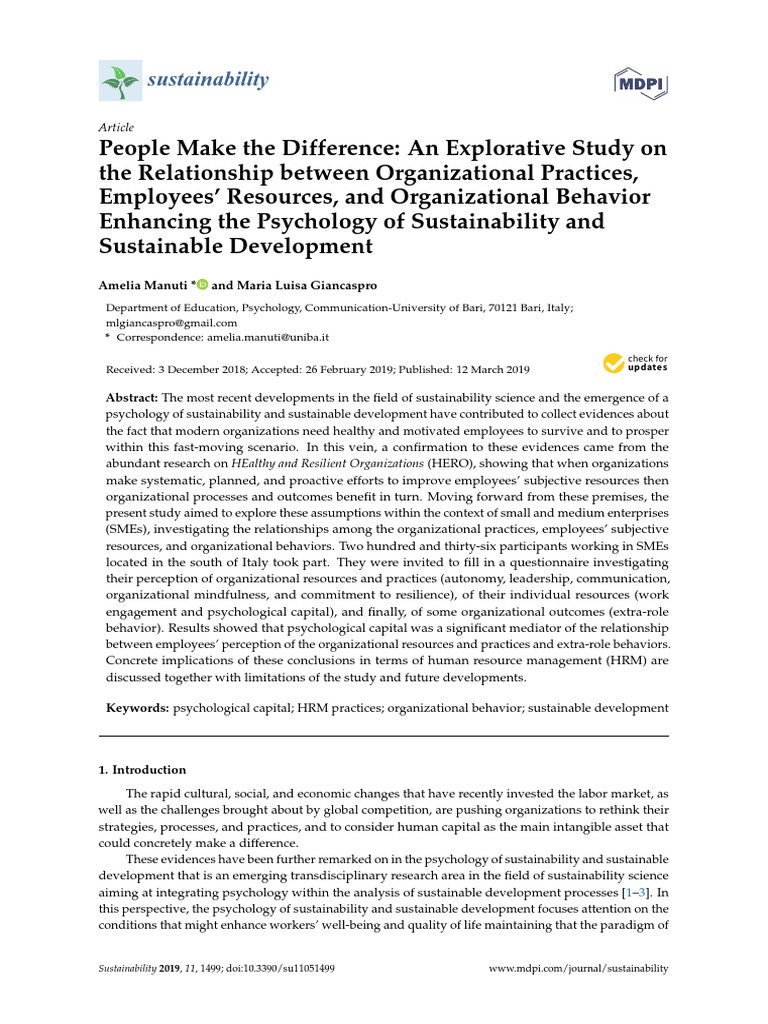 Sustainability: Amelia Manuti and Maria Luisa Giancaspro | PDF | Sustainability | Psychological ...