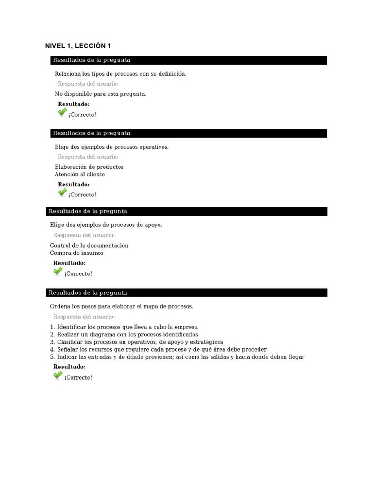 Examenes Nivel 1 - Evaluador de Procesos PDF | PDF