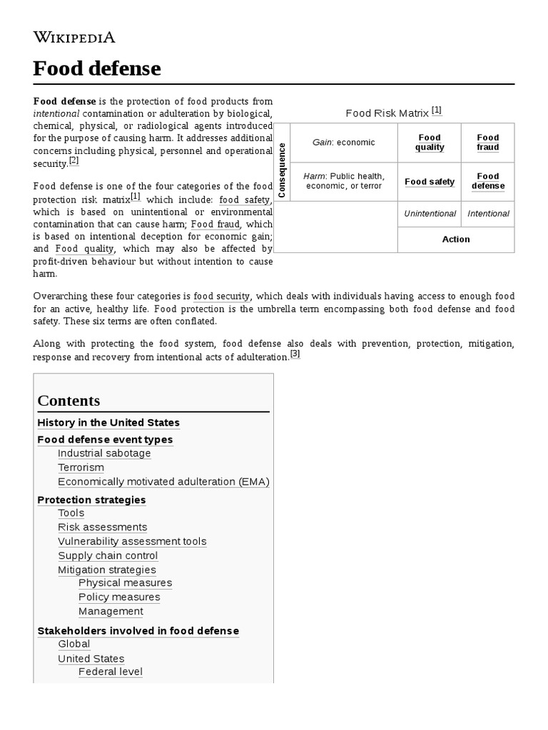 Food Defense | PDF | Food Industry | Food And Drink