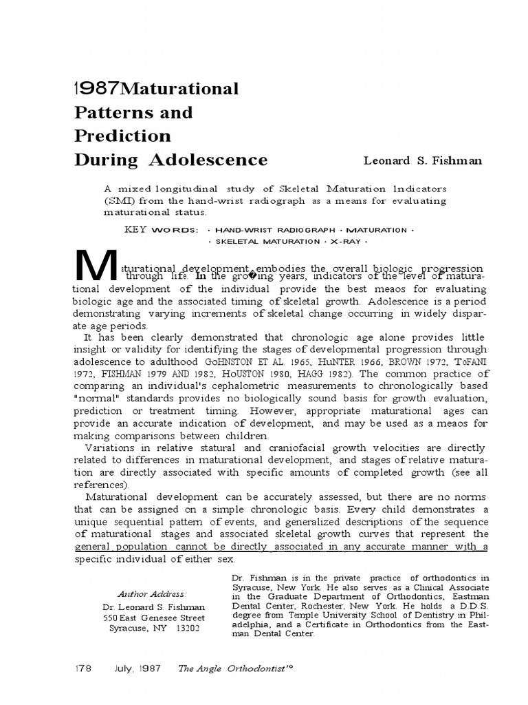 1987 Analisi de Fishman | PDF | Acceleration | Adolescence