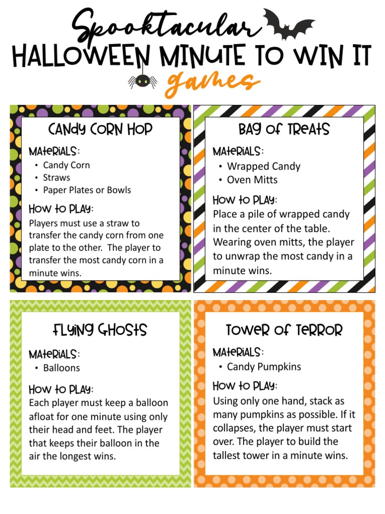 Halloween Minute to Win It Games | PDF | Games & Activities | Home & Garden