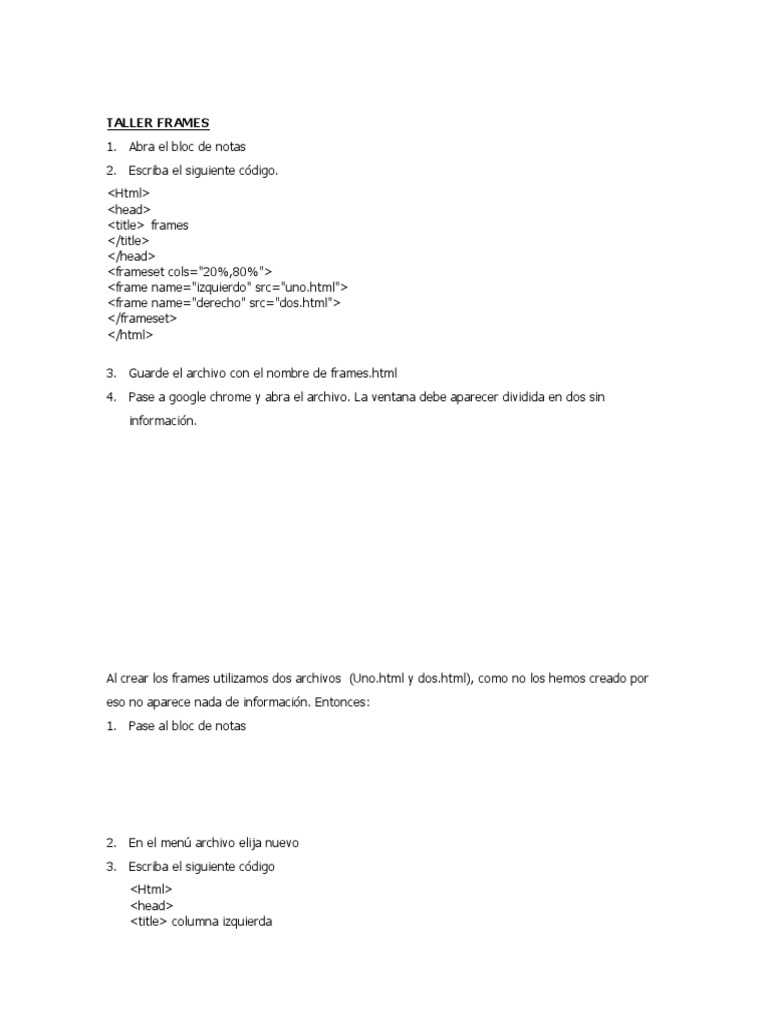 Guía para Crear y Modificar Frames HTML | PDF | Hipervínculo | HTML