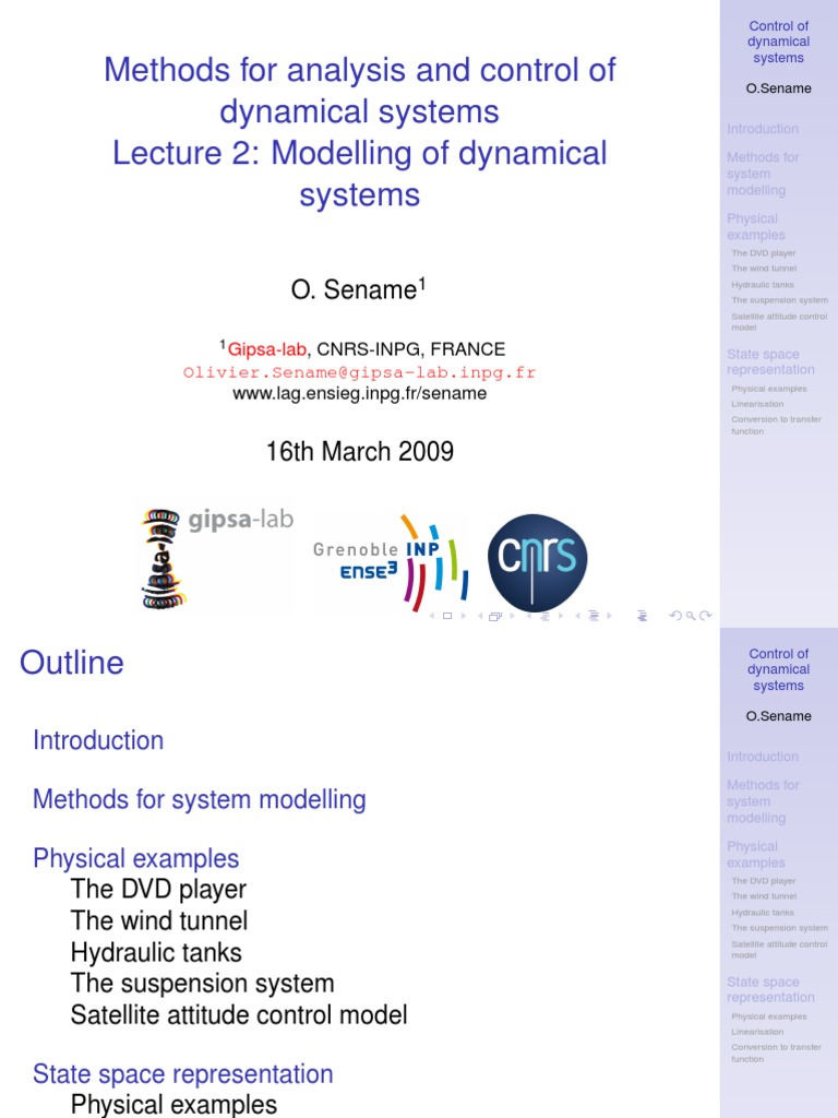 Methods For Analysis and Control of Dynamical Systems Lecture 2 ...
