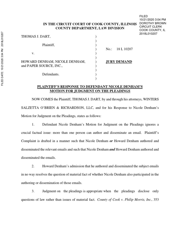 Response to Motion for Judgment | PDF | Pleading | Complaint