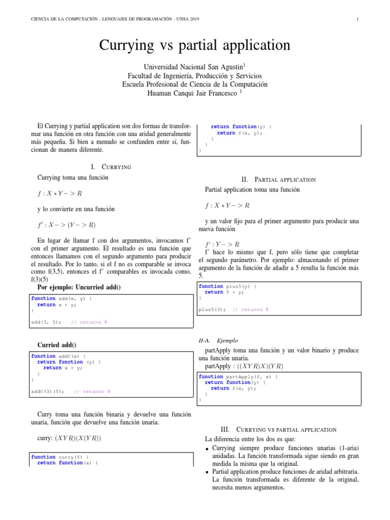 LP, Currying, Partial Application, Jair - Huaman - Canqui PDF | PDF | Desarrollo de software ...