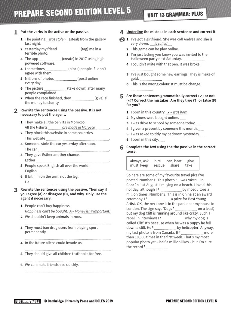 Prepare Second Edition Level 5: Unit 13 Grammar: Plus | PDF | Grammar ...