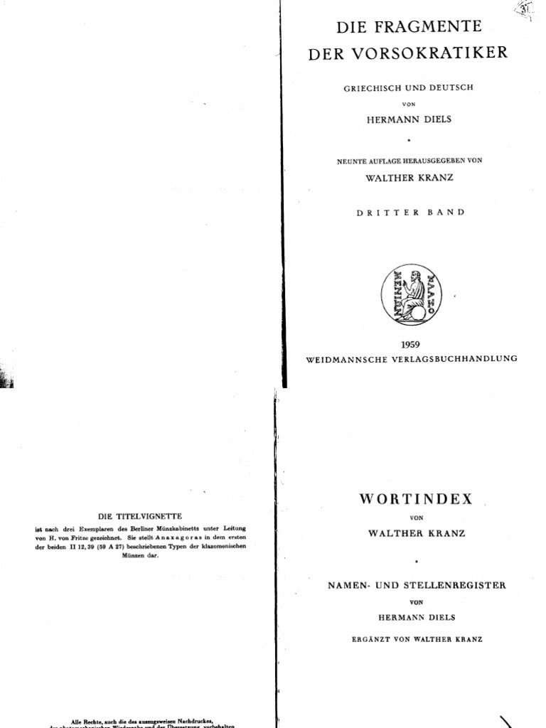 (Hermann Diels, Walther Kranz) Die Fragmente Der V (BookFi) PDF | PDF