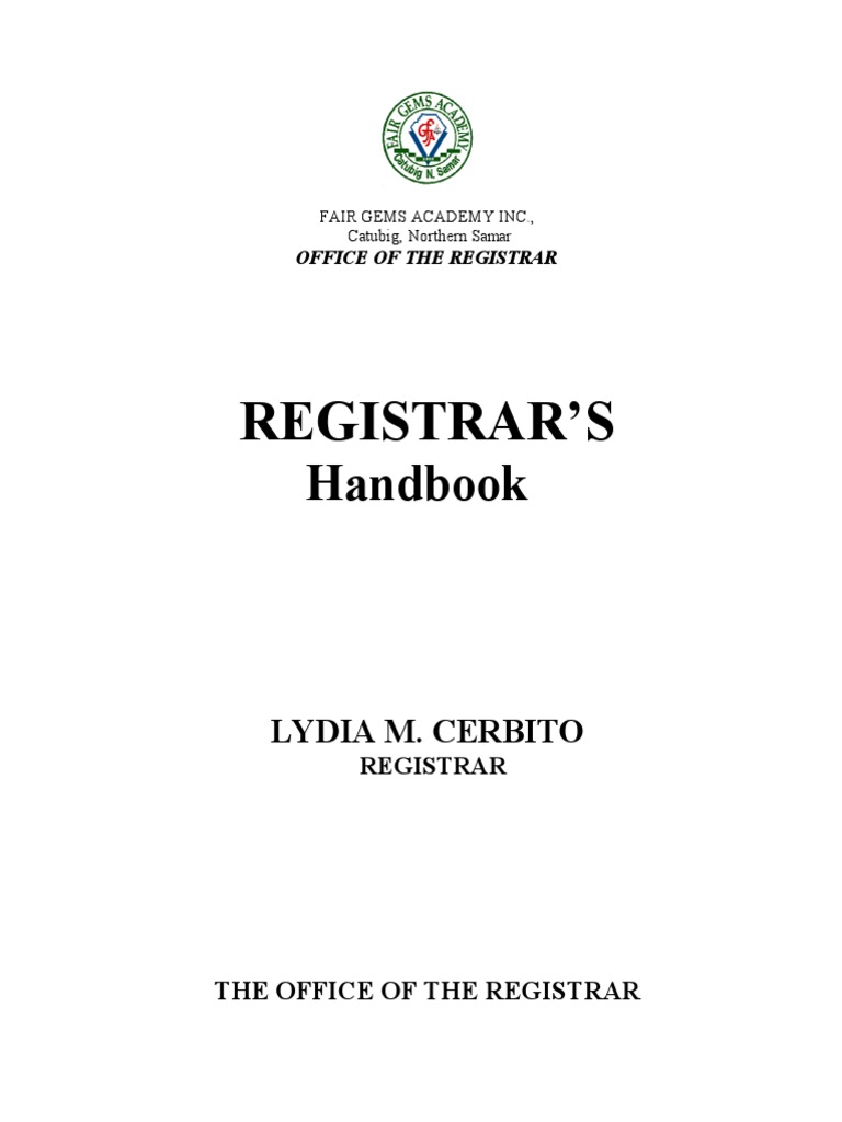 Registrar S Handbook Manual1 Pdf Authentication Curriculum