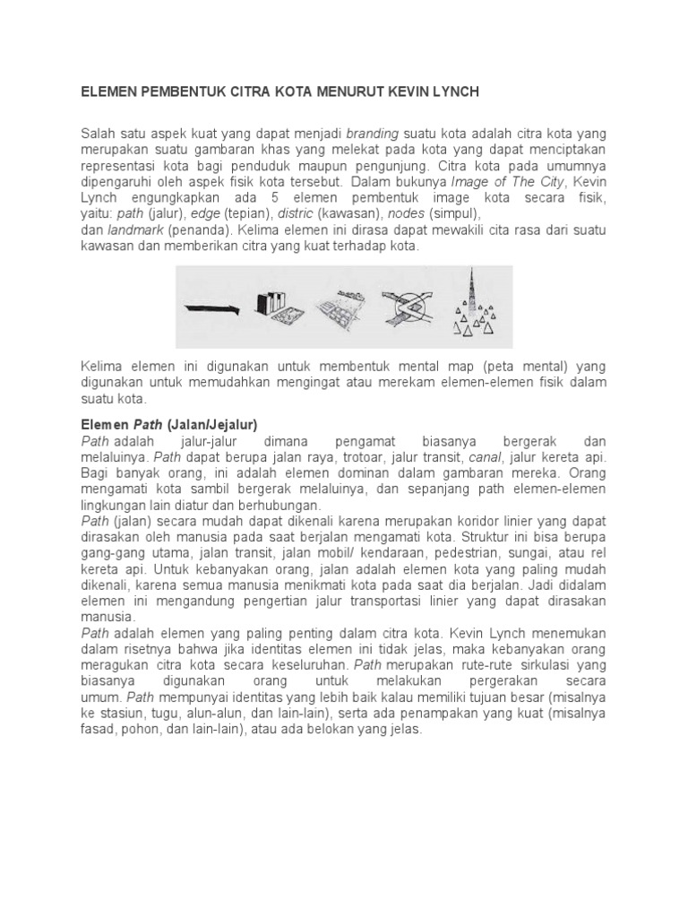 Elemen Pembentuk Citra Kota Menurut Kevin Lynch | PDF