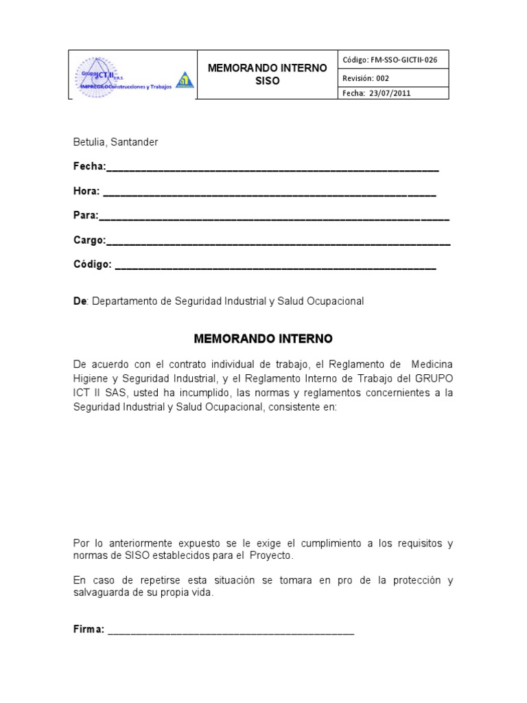 Memorando Interno Siso | PDF