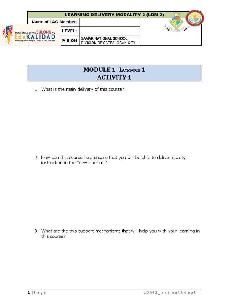 LDM 2: Teacher Training Activities | PDF | Change | Learning