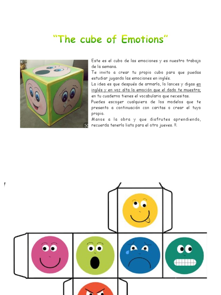 Cubo de Emociones en Inglés para Niños | PDF