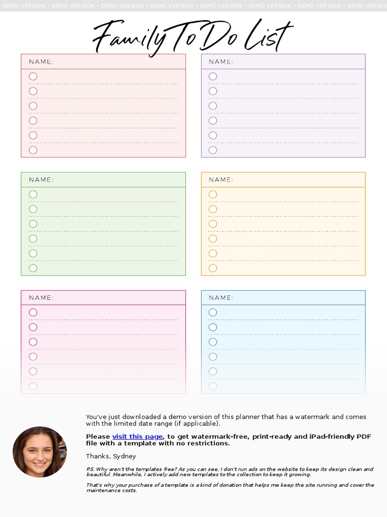 Family To Do List For Six Persons | PDF | Career & Growth | Art