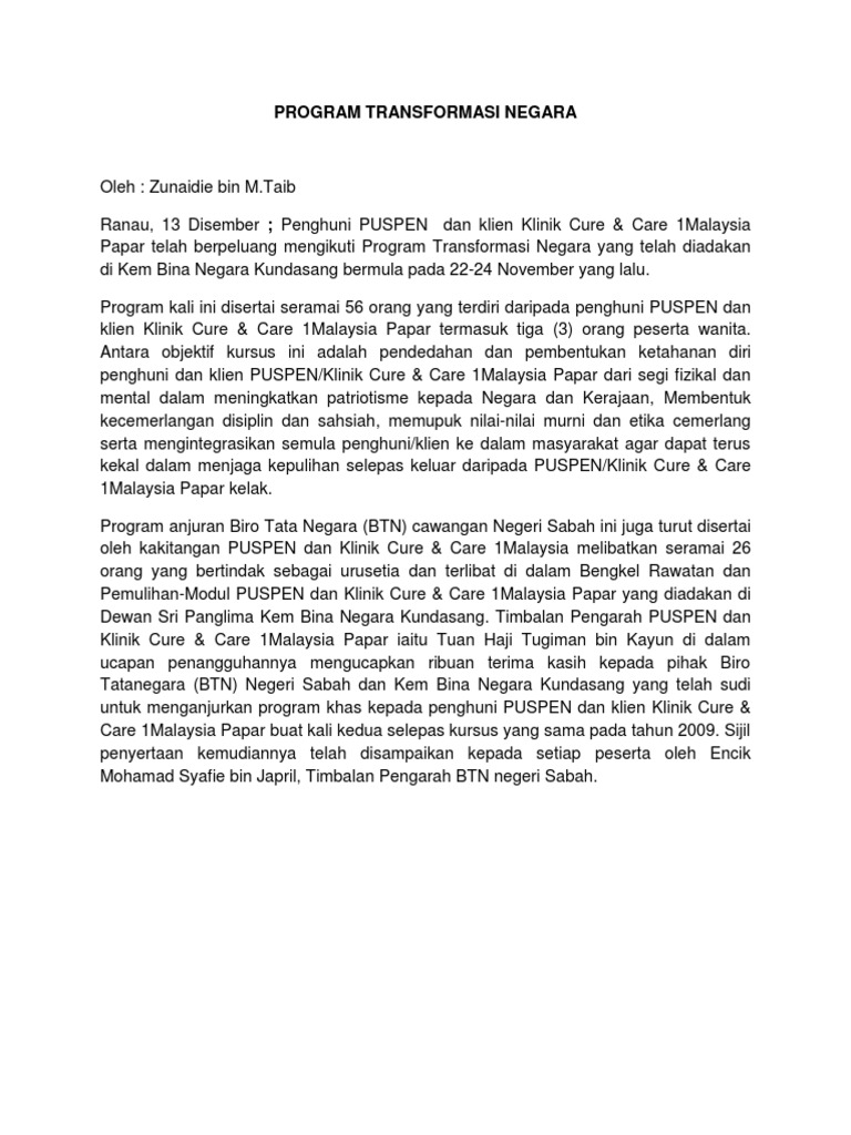 Program Transformasi Negara | PDF