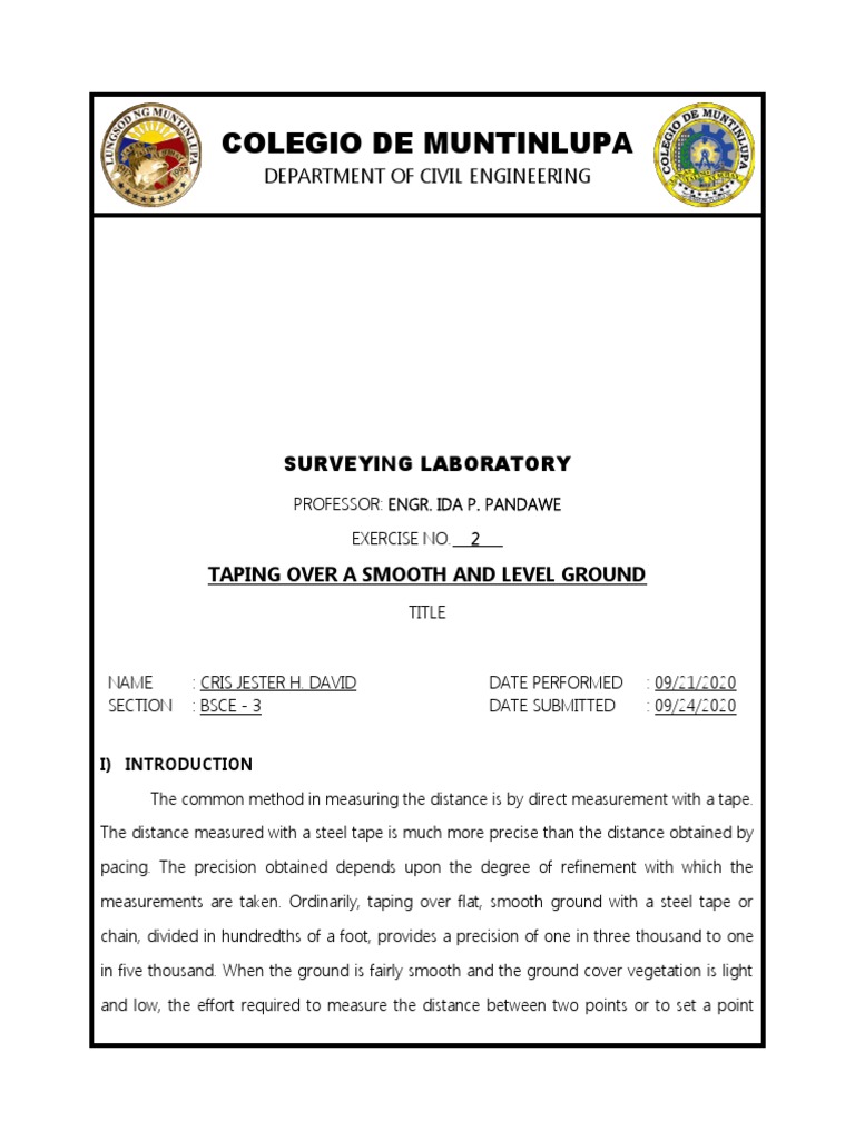 Surveying - Lab Report 2 | PDF | Accuracy And Precision | Mean