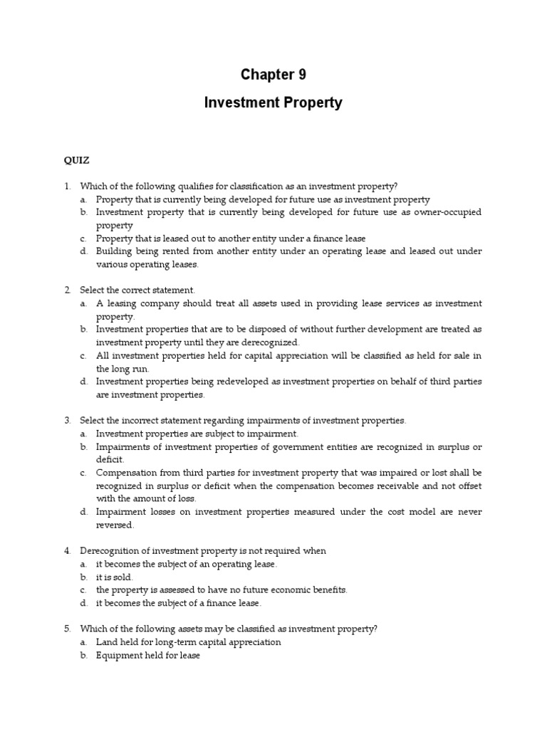 editedQUIZ CHAPTER-9 INVESTMENT-PROPERTY | PDF | Fair Value | Investing
